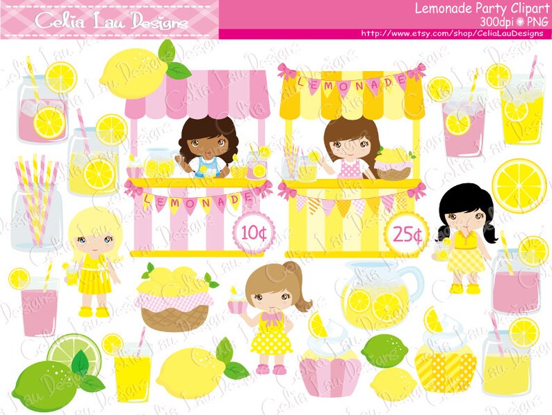 Lemonade Clipart Pink Lemonade Party Lemonade Stand Clip | Etsy