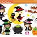 Witch Clipart, Black Cat Clipart, Happy Little Witches, Halloween ...