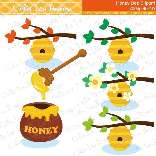 Bees clipart Honey Bees clip art Bumble bees Honeycomb | Etsy