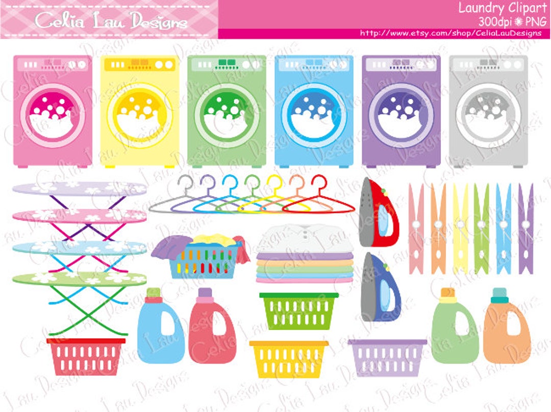 Laundry Digital Clipart, Cleaning Clip Art , Household Chores Clip Art ...