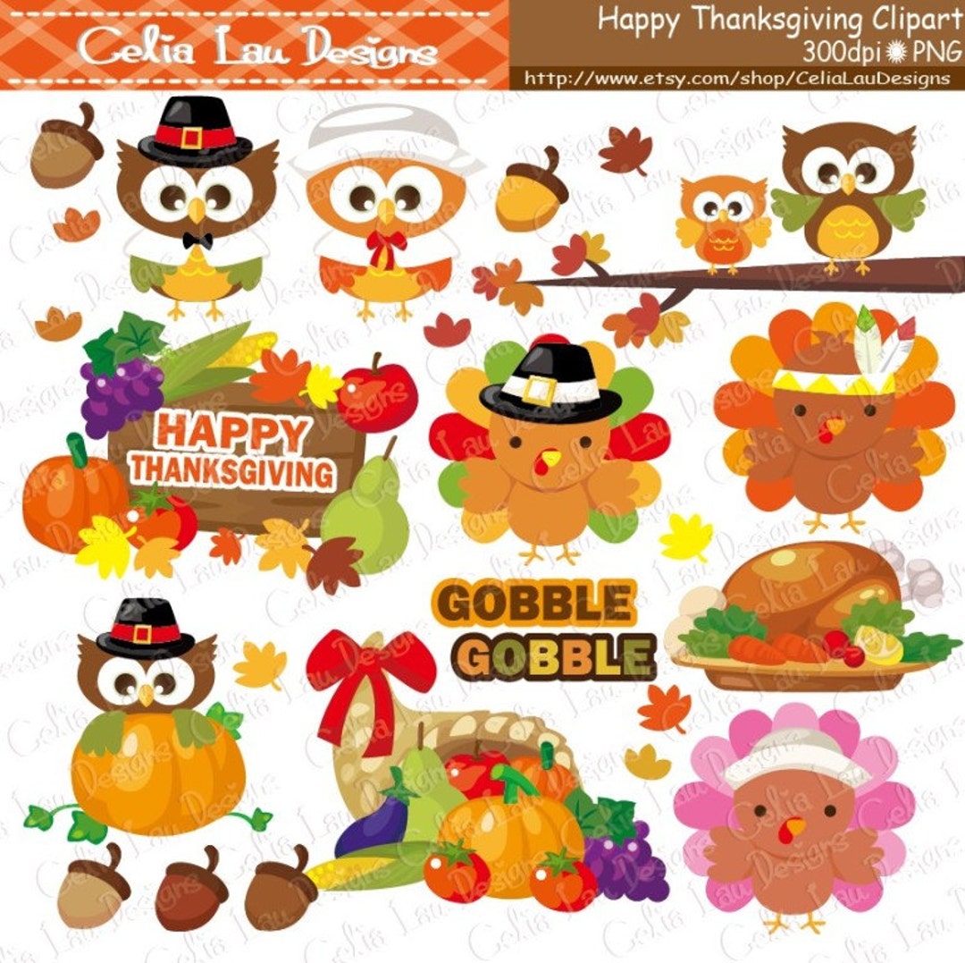 Gobble Thanksgiving Clipart, Turkey Clipart, Pumpkin Clipart,fall ...