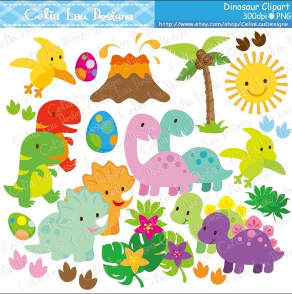 Dinosaur Digital Clipart/ Cute Dinosaur Clipart/ Dinosaur - Etsy