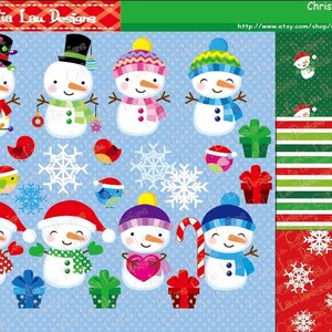Christmas Clipart Snowman, Christmas Bird, Snowflake Christmas Digital ...
