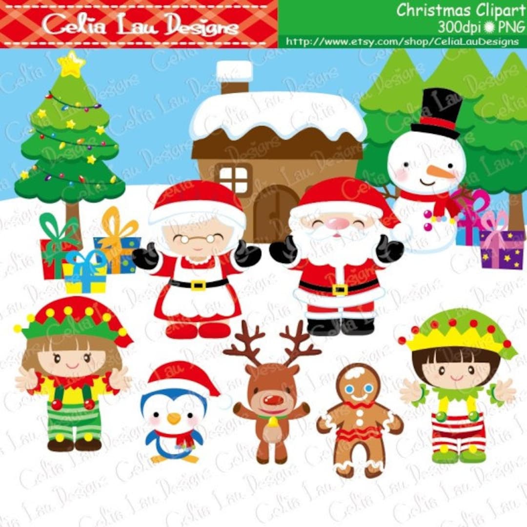 CHRISTMAS Clipart, Santa Clipart, Christmas Elf, Christmas Penguin ...