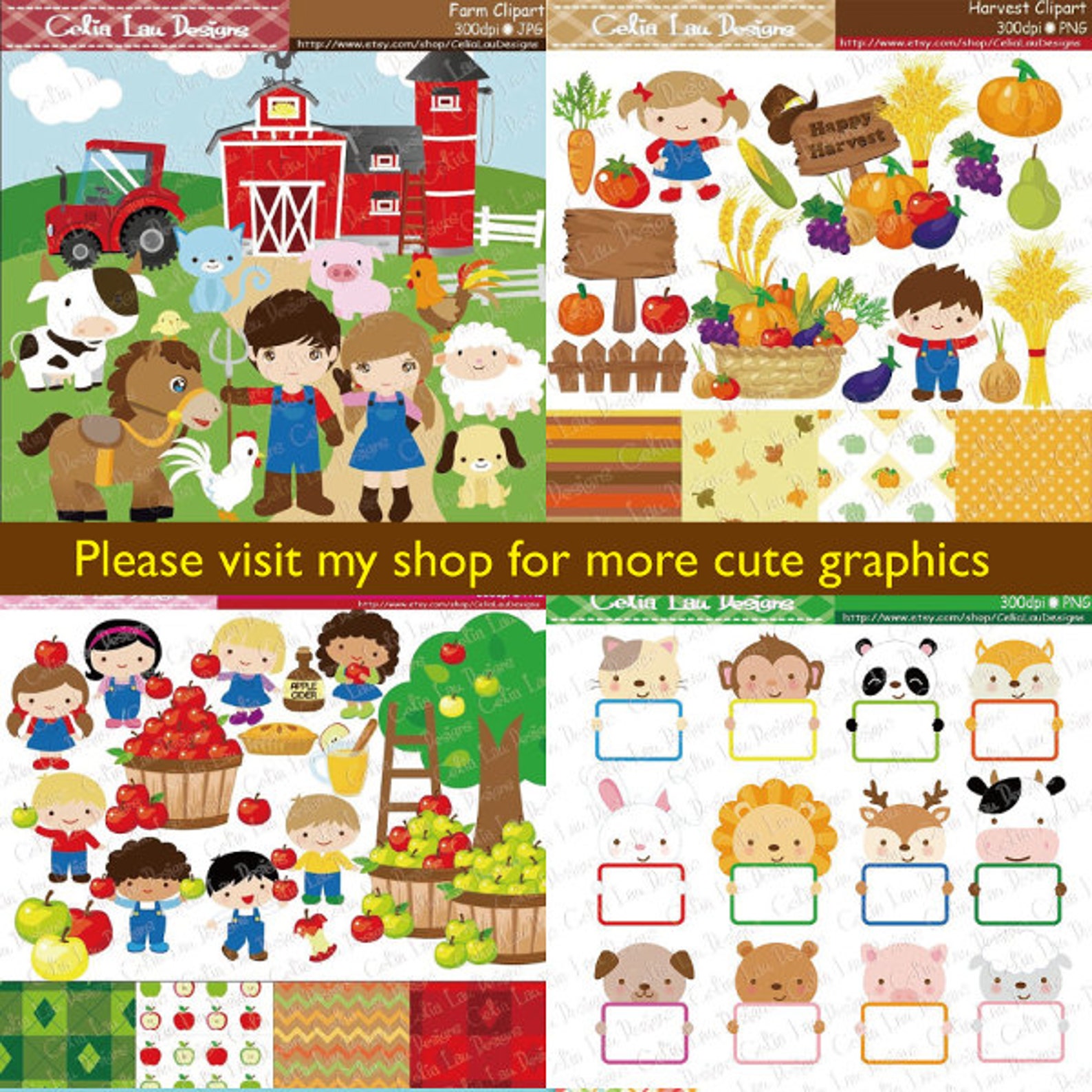 Farm Animals Clipart Cute Farm Animals Clip Art farm Clipart - Etsy UK