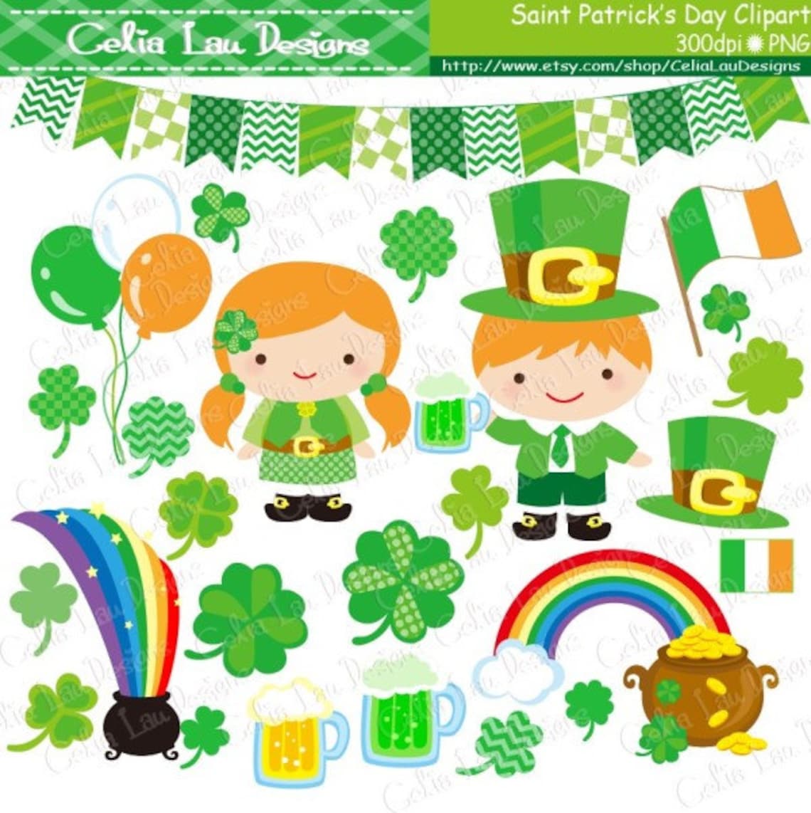 Saint Patricks Day Clipart Shamrock Clipart St. | Etsy