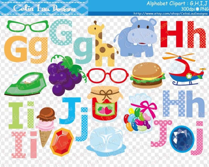Alphabet Clipart : GHIJ / Back to School Clip Art / INSTANT - Etsy
