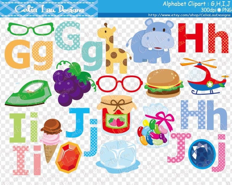 Alphabet Clipart : GHIJ / Back to School Clip Art / INSTANT - Etsy