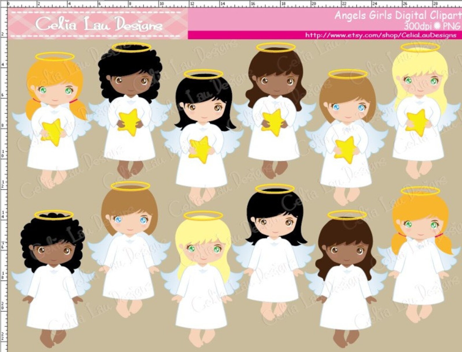 Cute Angel Baptism Clipart Cute Angels Girls Baptism | Etsy