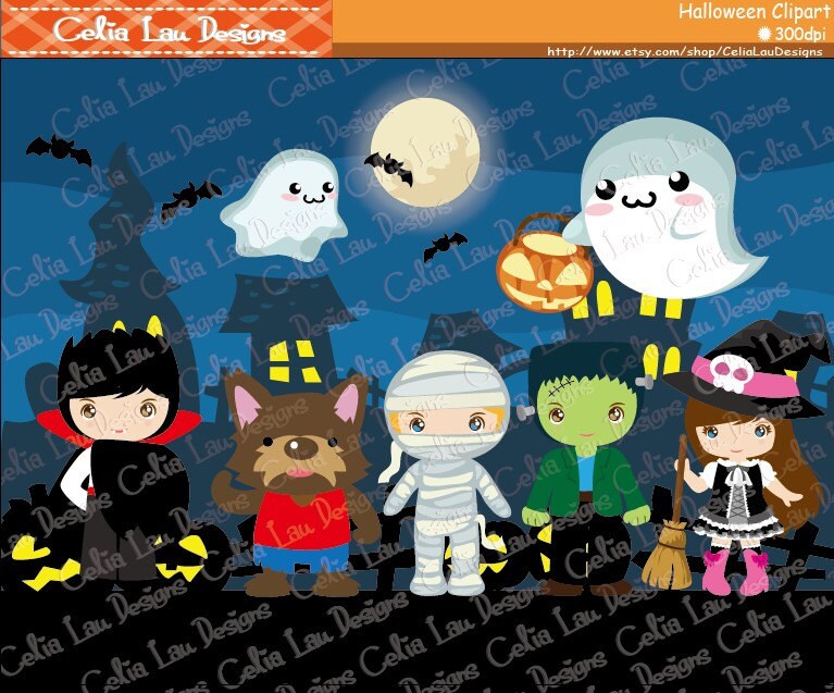 Halloween Clipart Halloween Party Digital Images Dracula | Etsy
