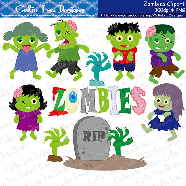 Zombie clipart Zombie Party clipart Zombie Party clip art | Etsy