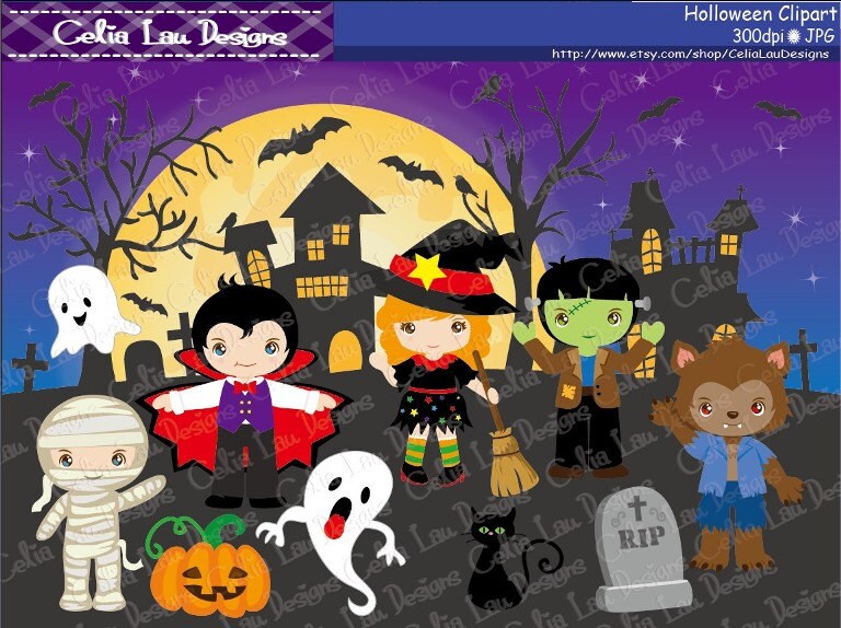 HALLOWEEN Digital Clipart Halloween Clip Art Trick or Treat - Etsy