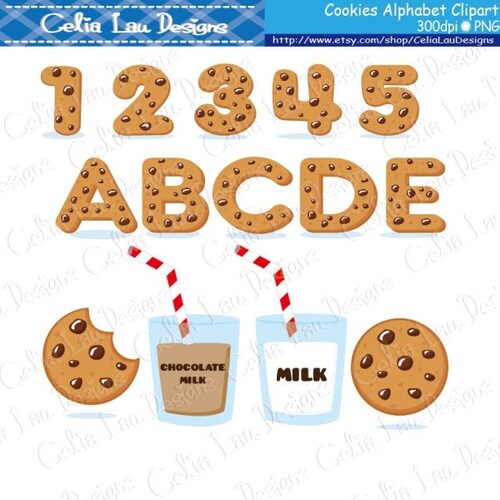 Cookies Font Digital Clip Art / Cookies Alphabet and Number - Etsy