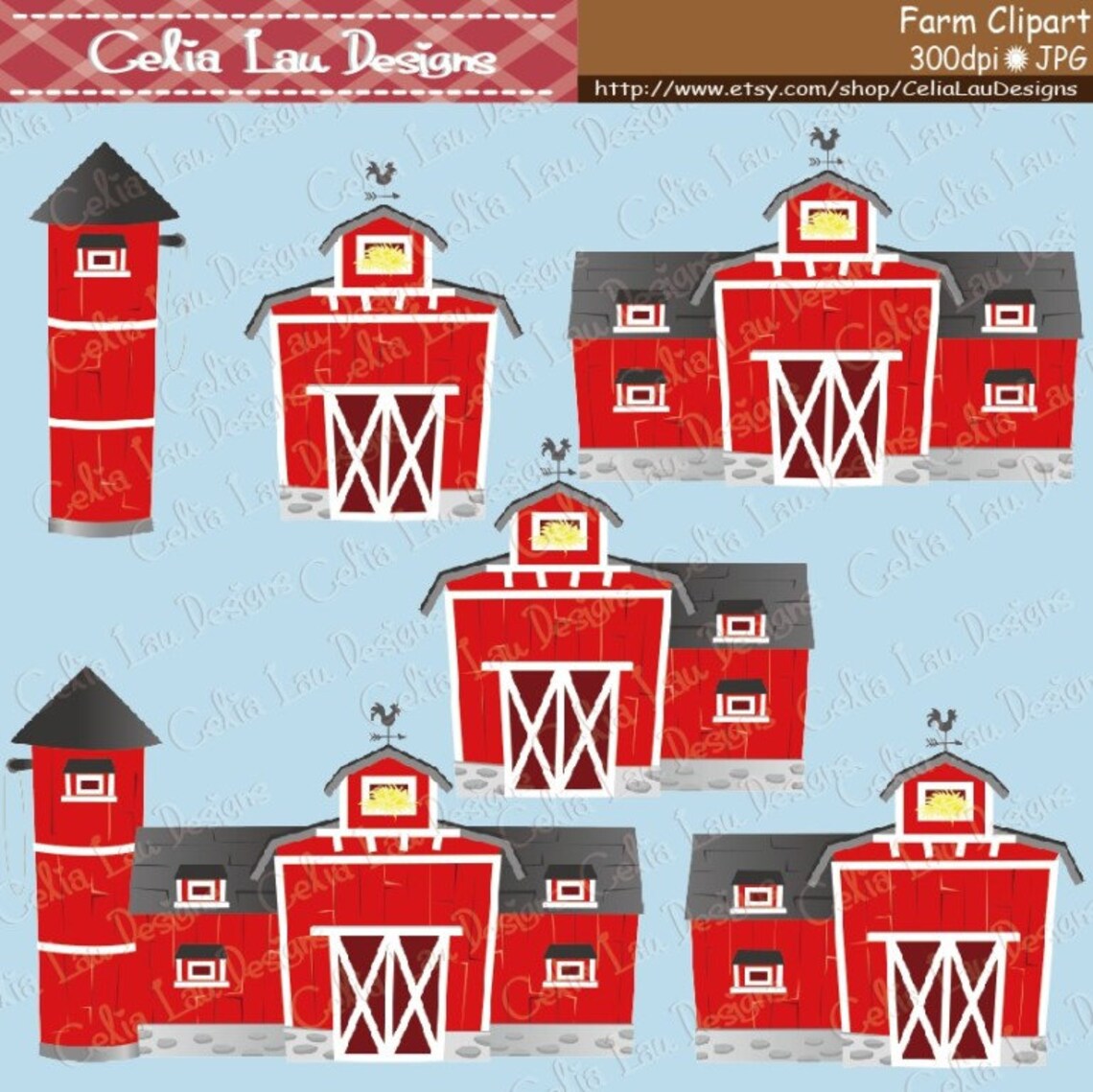 Farm Clipart Barnyard Clip Art CG041 Cute Barn Animals and | Etsy