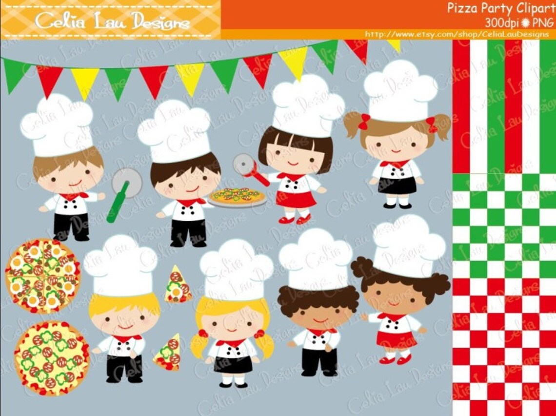 Chef Clipart Pizza Party Clipart Little Chef Clip Art and | Etsy