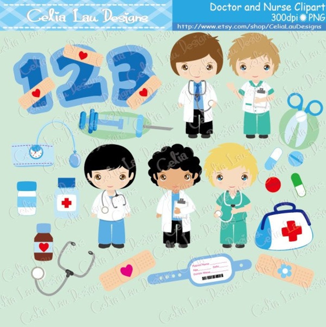 Cute Boys Nurse and Doctor Clipart, Career Clipart , Doctor Kids ...