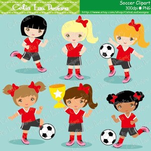 Soccer Girl Clipart, Football Girl Digital Clipart/ Soccer Clip Art ...
