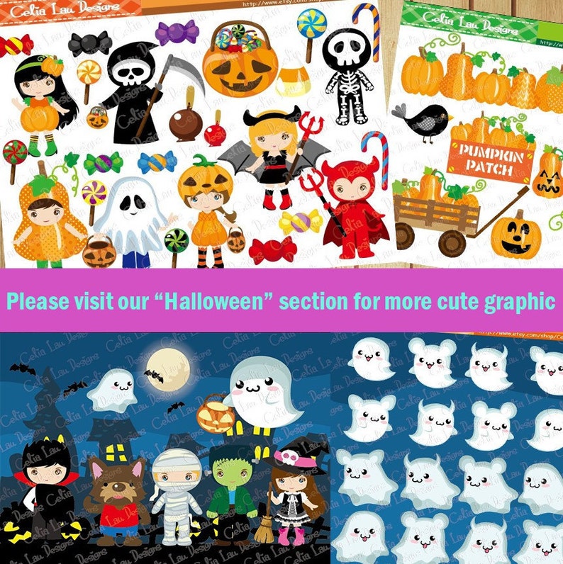 Witch Clipart Black Cat clipart Happy Little Witches | Etsy