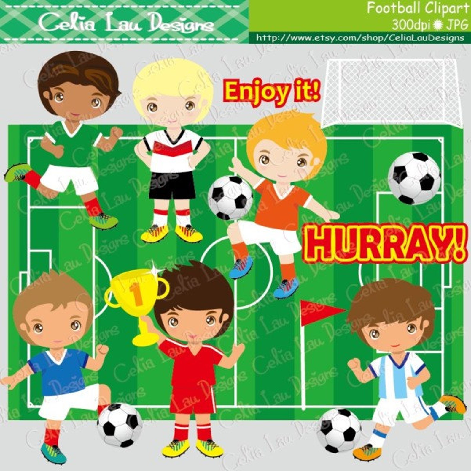 Football Party Clipart 2 Football Digital Clipart/ Soccer - Etsy