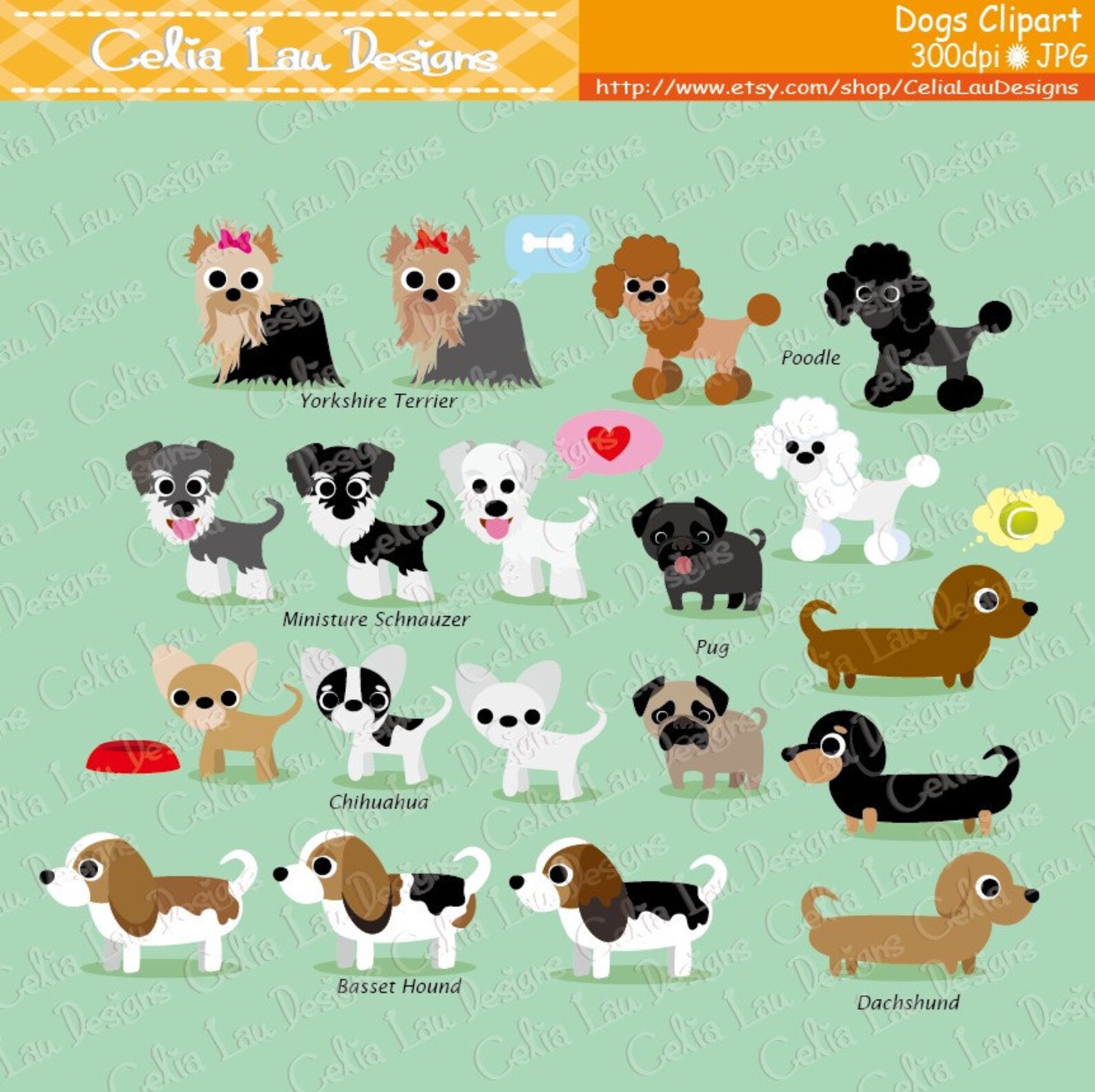 Dog Clipart Puppy Clipart cute dogs clip art puppy | Etsy