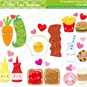 Friendship Food Cartoon, Best Friend Cute Clip Art / Cute Food Clipart ...