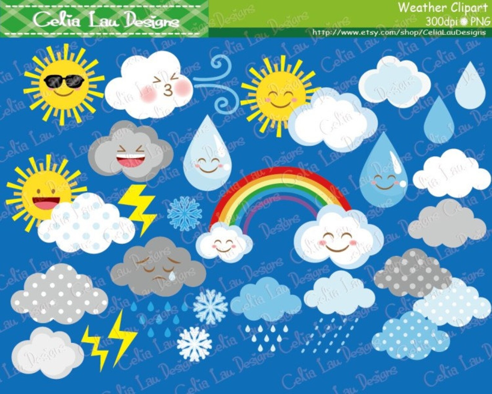 Buy Weather Symbol Clipart / Weather Clip Art / Cloud Sun Online in ...