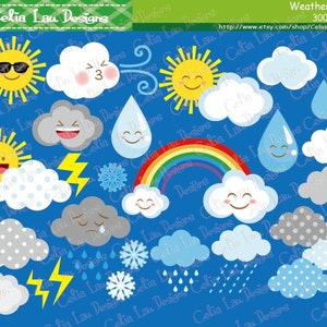 Weather Symbol Clipart / Weather Clip Art / Cloud , Sun , Rainbow ...