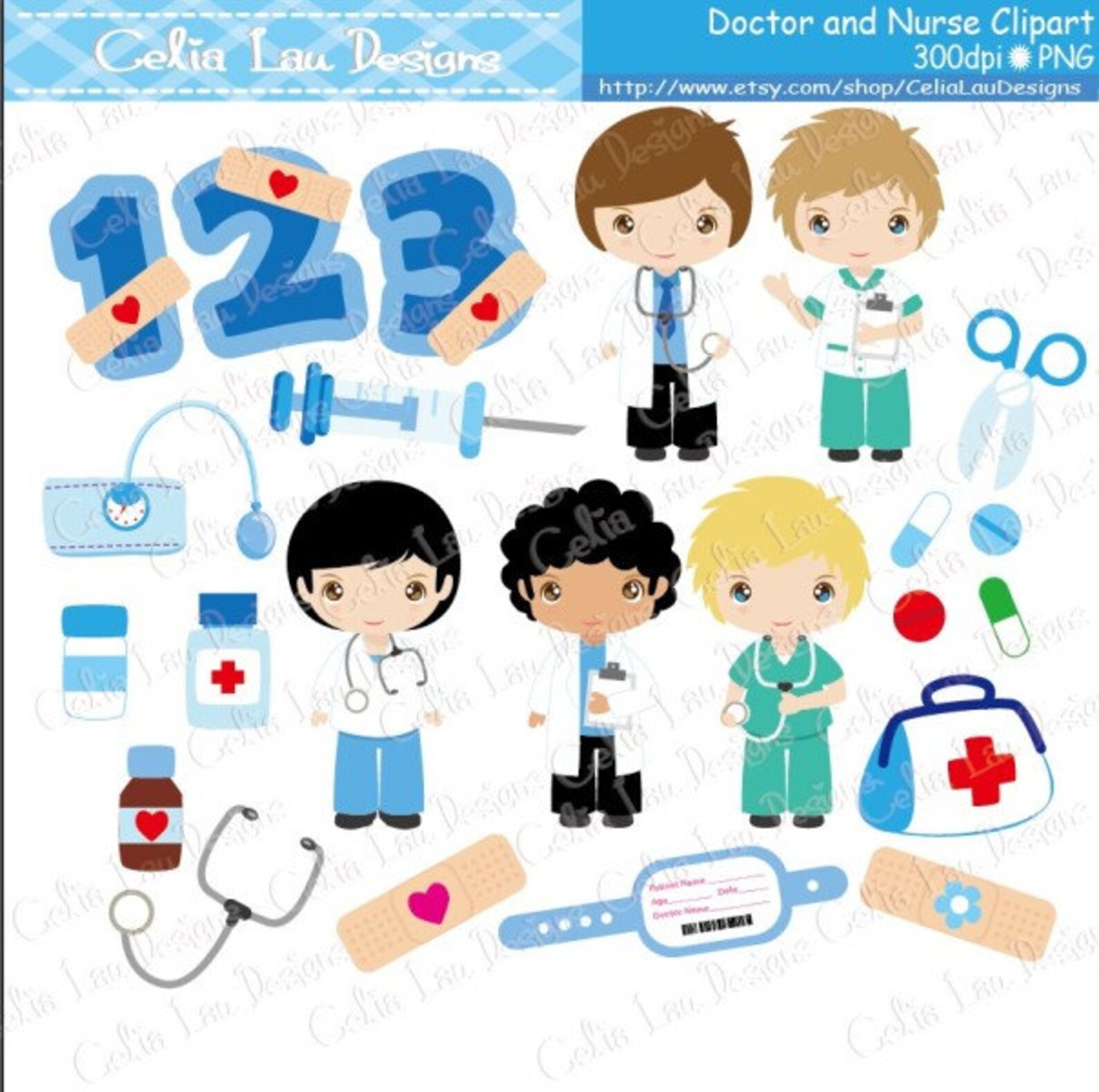 Cute Boys Nurse and Doctor Clipart Career Clipart Doctor - Etsy