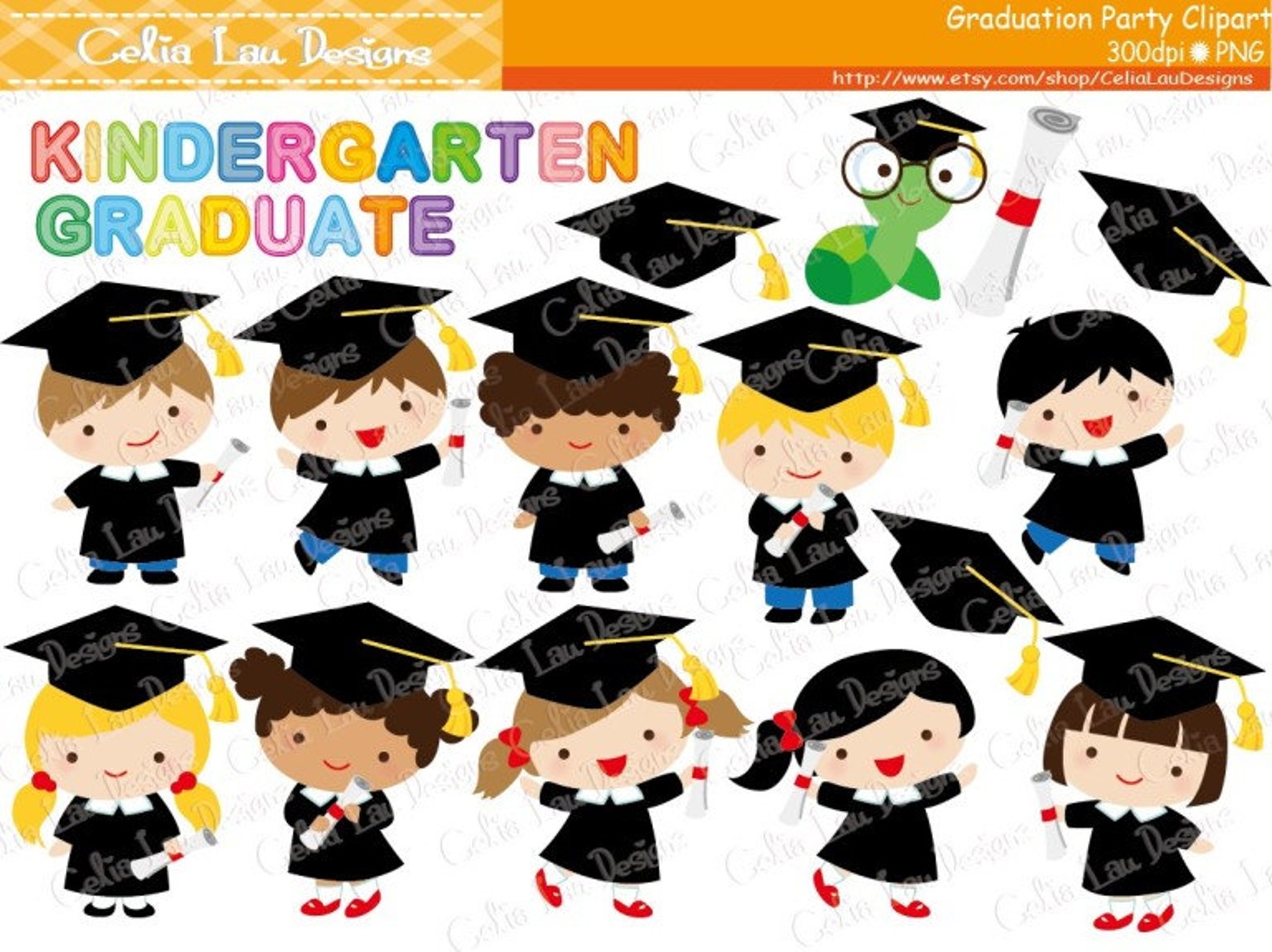 Graduation Party Clipart graduate Boys and Girls Clip Art / - Etsy