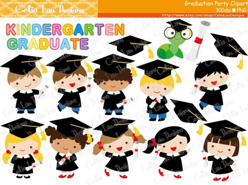 Graduation Party Clipart Graduate boys and girls Clip art / | Etsy