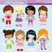 Pajama Party Clipart, Slumber Party Clipart, Cute Girl Night Sleepover ...