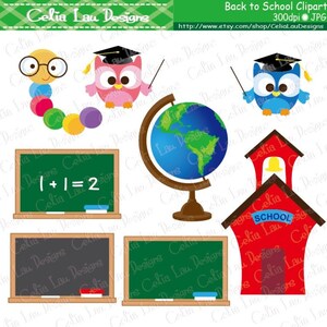 Back to School Clip Art, Back to School Clipart and Paper Set (CG059 ...
