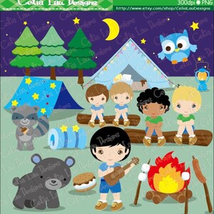 Boy Camping Party, Camp Out Party and Forest Animal Clip Art , Camping ...