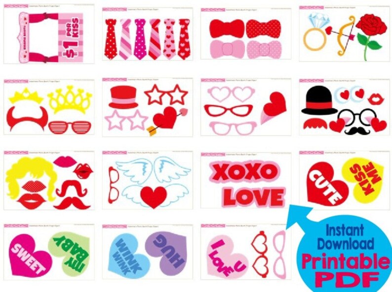 Valentines Day Photo Booth Props Wedding Photo Booth Kissing - Etsy