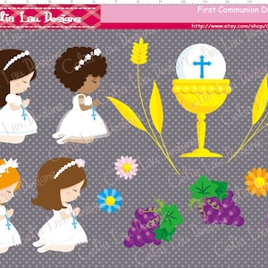 Girl First Communion Clipart / Girl 1st Communion Digital Clipart ...