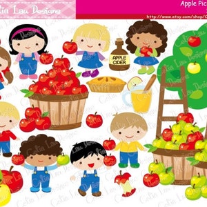 Apple Picking Clipart, Fall Clipart, Harvest Digital Clip Art , Apple ...