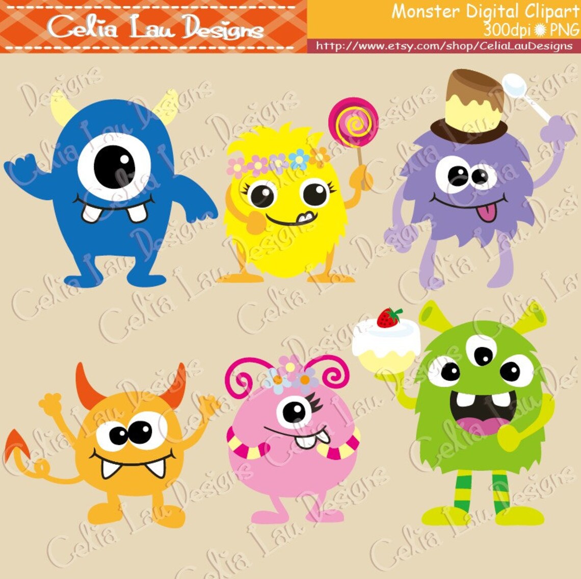 Monsters Clipart Monsters Party Clip Art CG024 Monster - Etsy
