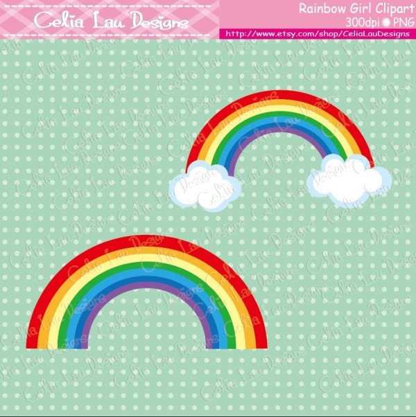 Rainbow Girl Clipart/ Cute Girl and Rainbow Clipart / Balloon | Etsy
