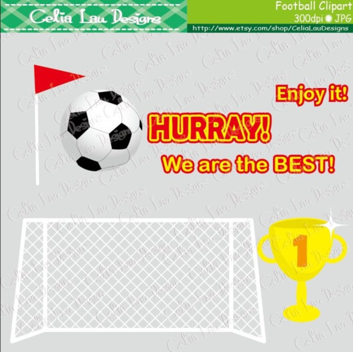 Football Party Clipart 2 Football Digital Clipart/ Soccer - Etsy