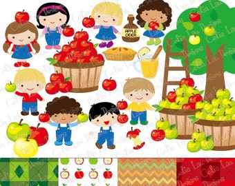 Apple Picking Digital Clipart - Etsy
