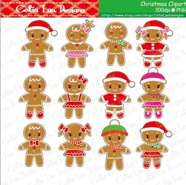 Gingerbread Digital Clipart Christmas Clipart Ginger Bread - Etsy UK