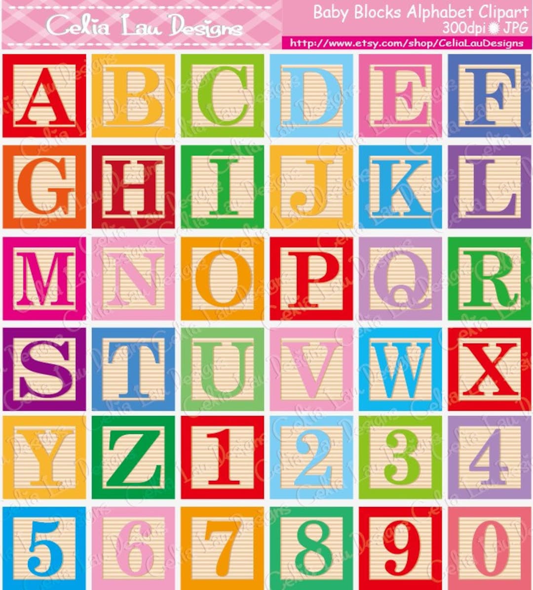 Baby Blocks Alphabet Font Digital Clip Art / Cute Alphabet and Number ...