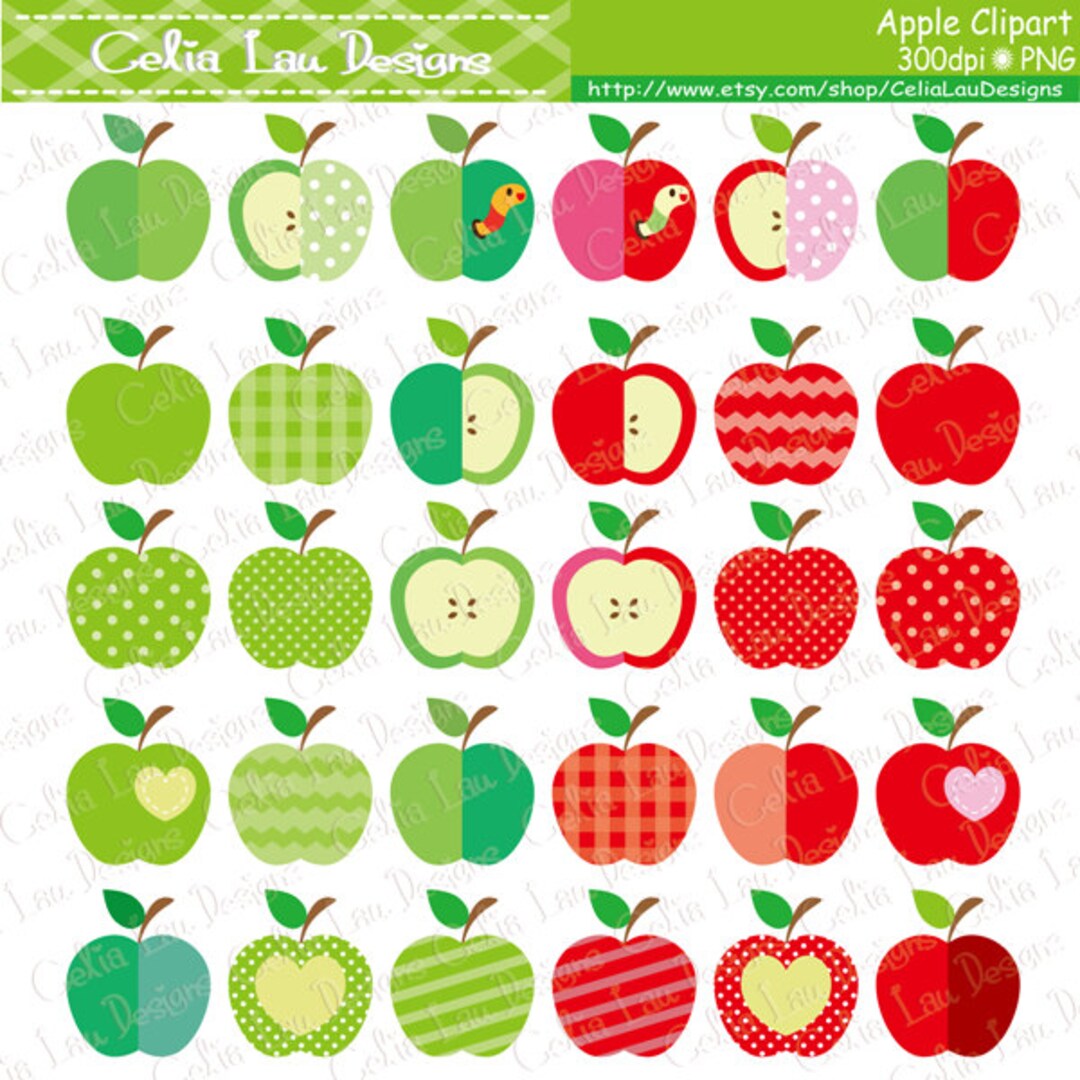 Apple Clip Art, Apples Clipart / Apple Clipart / Personal & Commercial ...