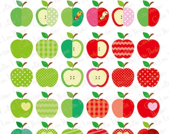 Apple Clipart | Patterned Apples Clip Art Graphics Set | Instant ...
