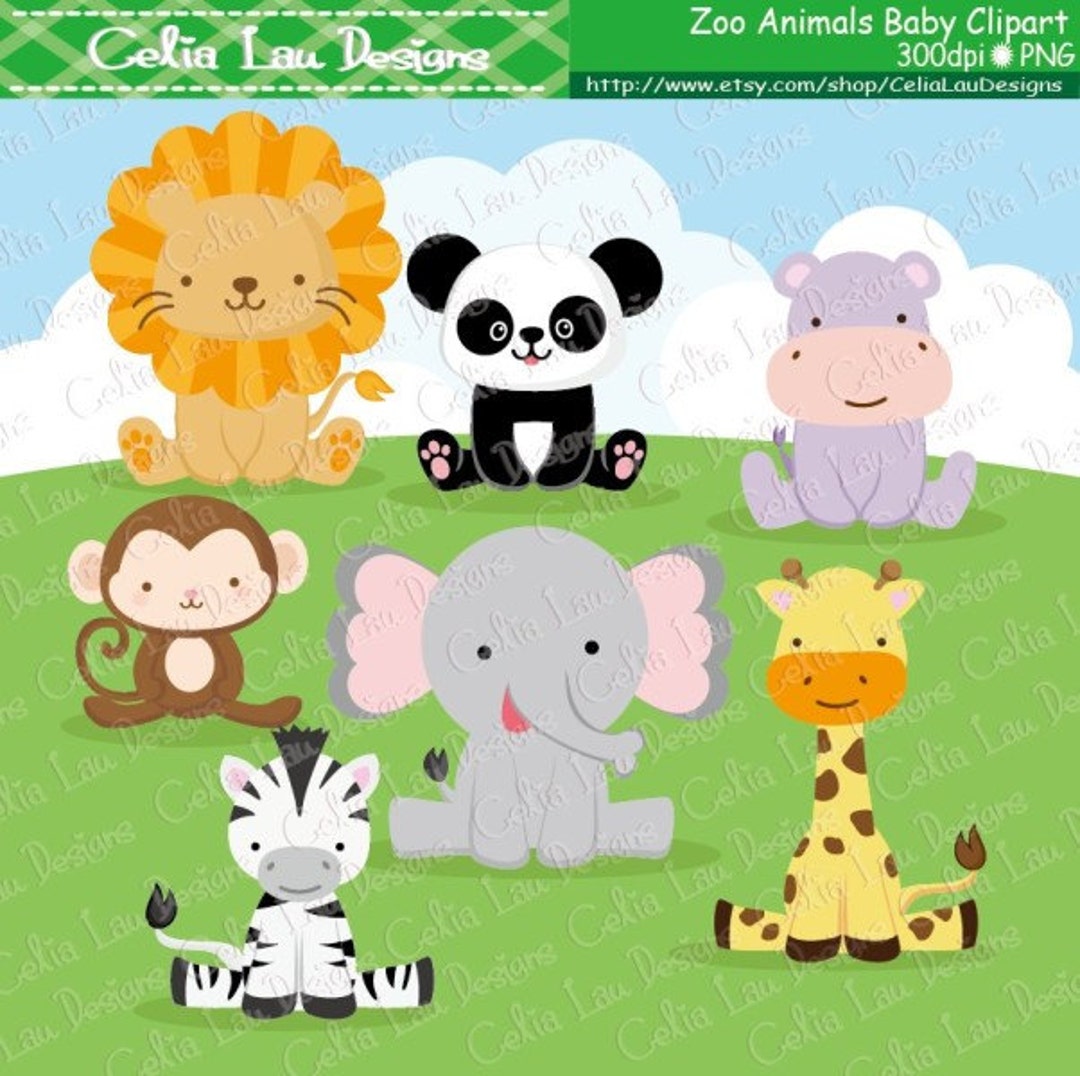 Zoo Animals Digital Clip Art , Baby Animals Clipart, Cute Animals ...