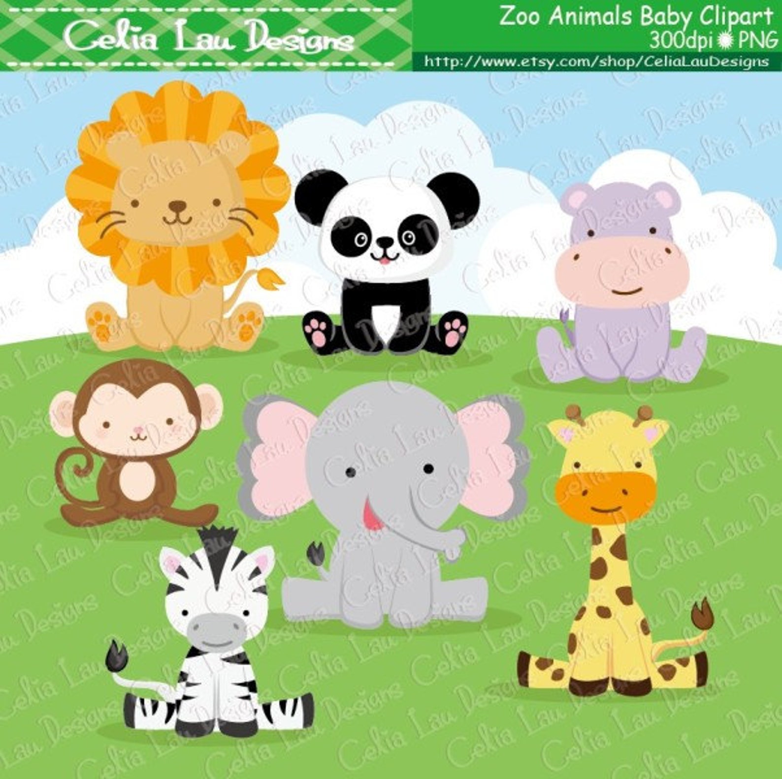 Zoo Animals Digital Clip Art , Baby Animals Clipart, Cute Animals ...