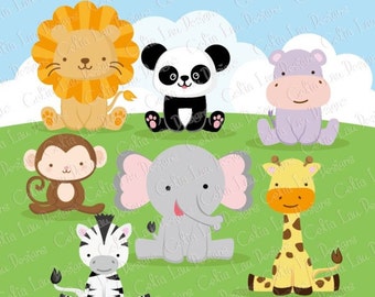Cute Animals Jungle Safari Savannah Wild Animals Clip Art Set - Etsy