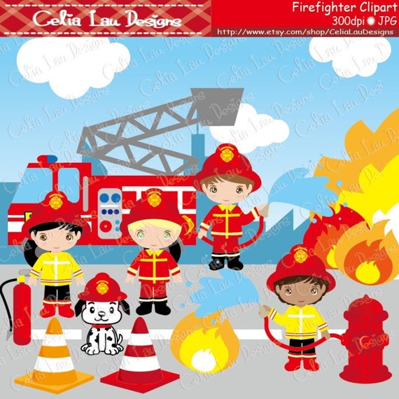 Firefighter Kids Clipart