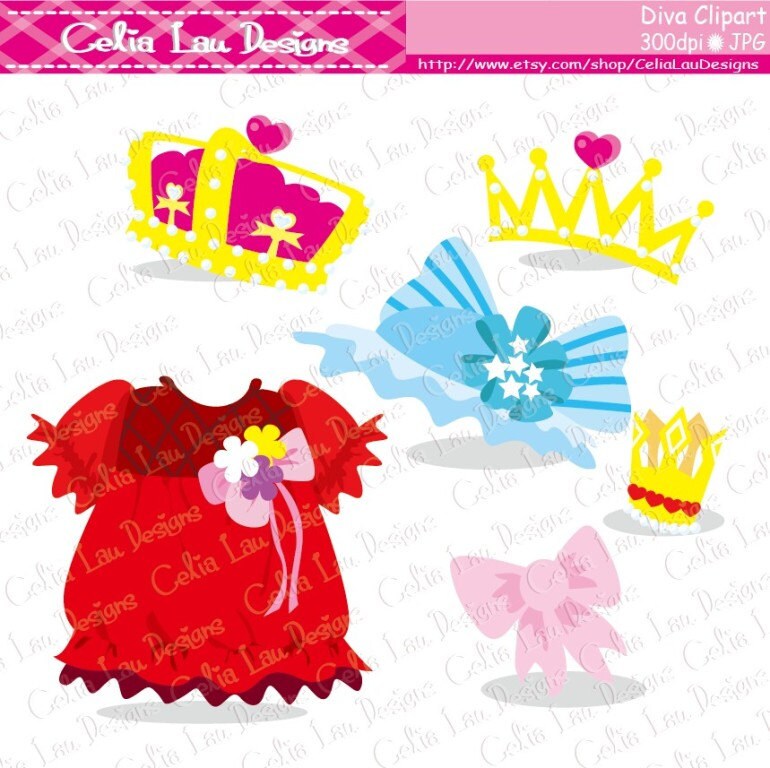 Diva Princess Party Digital Clipart / Little Girls Diva Party - Etsy