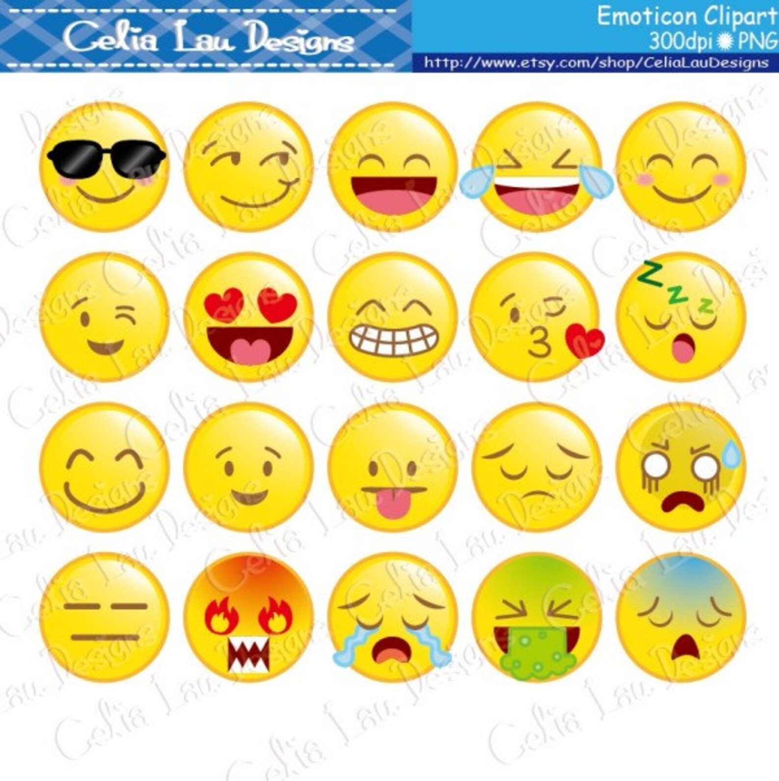 Emoticons Clip Art Cute Face Clip Art / Happy Face / Personal - Etsy